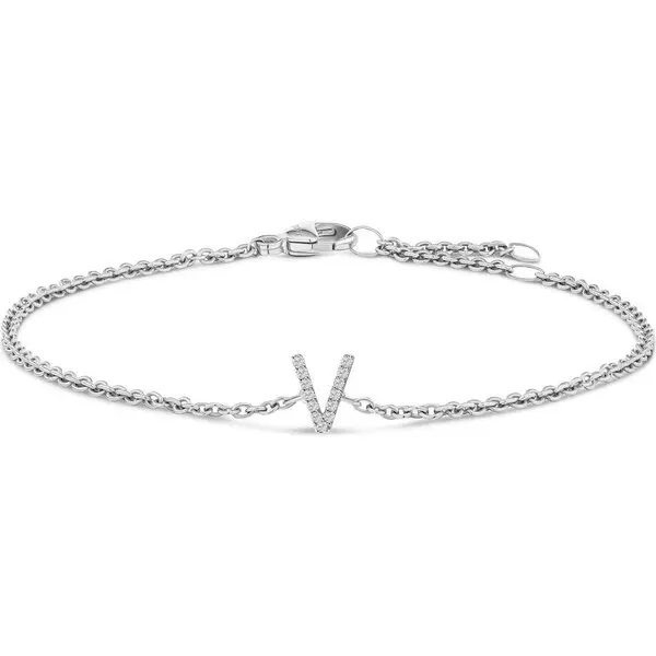 HAUS OF BRILLIANCE 10k Gold Diamond Accent Initial Charm Link Bracelet - White | V
